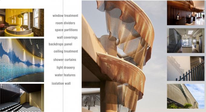 PVD Titanium Plating Gold Link Ring Mesh Curtain Architectural Wire Mesh