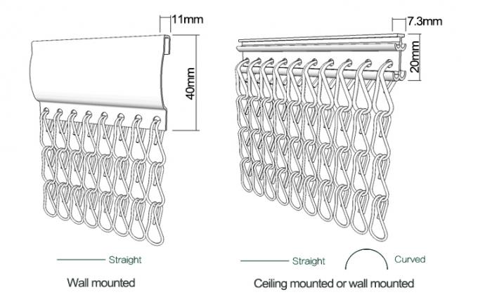 2000mmx2100mm Aluminum Chain Screen With Hanger For Hotel Hall Divider