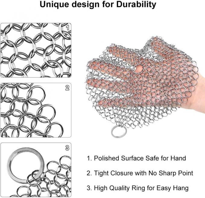 Round Square Type Wire Mesh Stainless Steel Chainmail Scrubber
