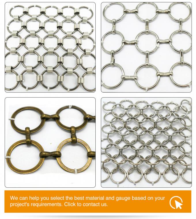 PVD Titanium Plating Gold Link Ring Mesh Curtain Architectural Wire Mesh